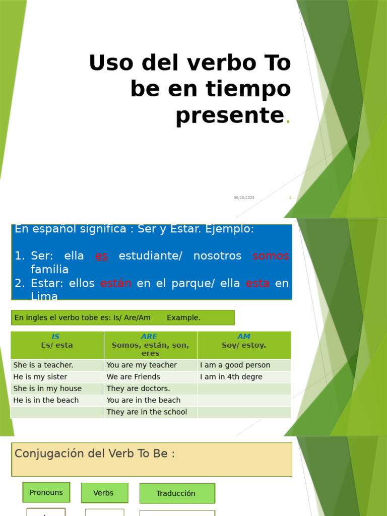 Uso Del Verbo To Be en Tiempo Presente | PDF | Lingüística