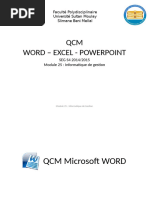QCM - Microsoft Word - Excel - PowerPoint | PDF | Microsoft Word | Microsoft Excel