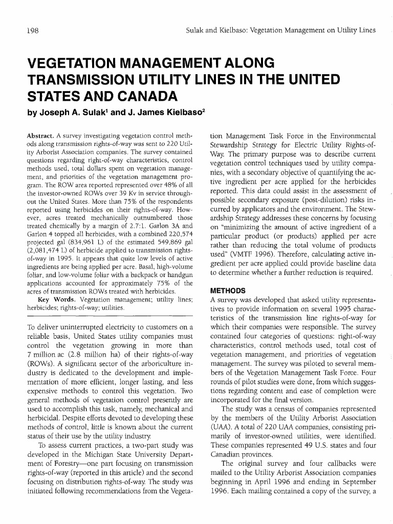 Vegetation Management Along Transmission Utility Lines in The United ...