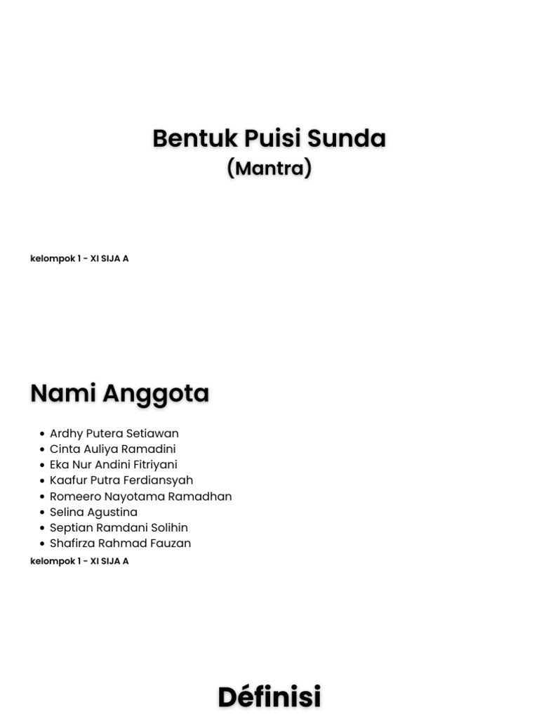 Bentuk Puisi Sunda Mantra - Kelompok 1 XI SIJA A | PDF