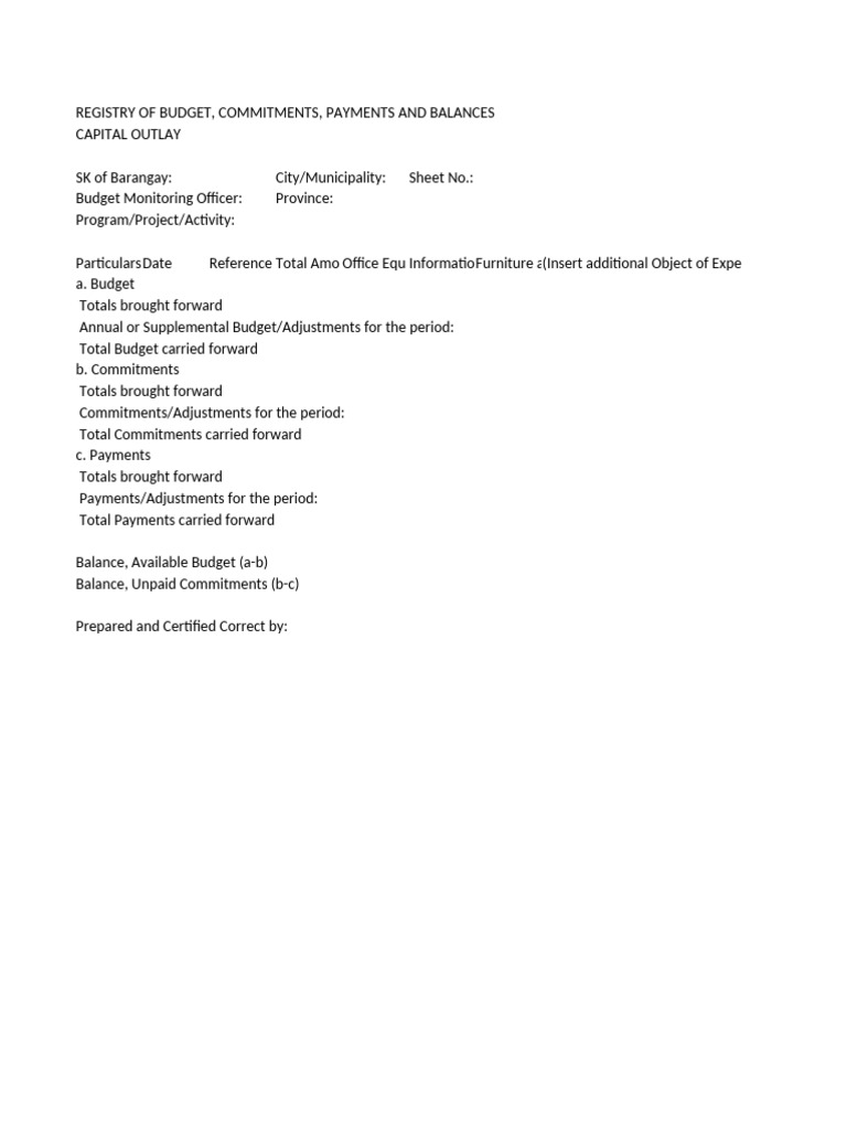 Capital Outlay Registry | PDF