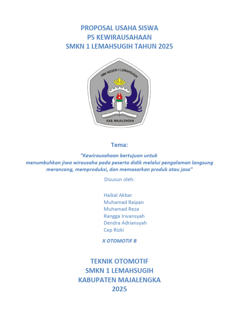 Proposal P5 Kewirausahaan | PDF