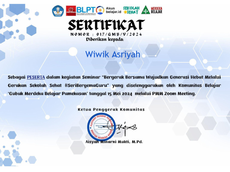 Sertifikat - Seminarr | PDF