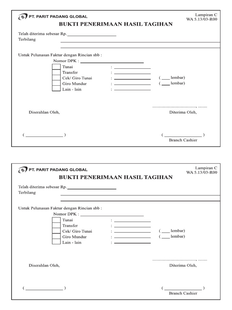 Bukti Penerimaan Hasil Tagihan | PDF