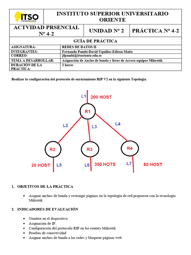 Guía de Práctica Tema 4-2 | PDF | Dirección IP | Enrutador (Computación)