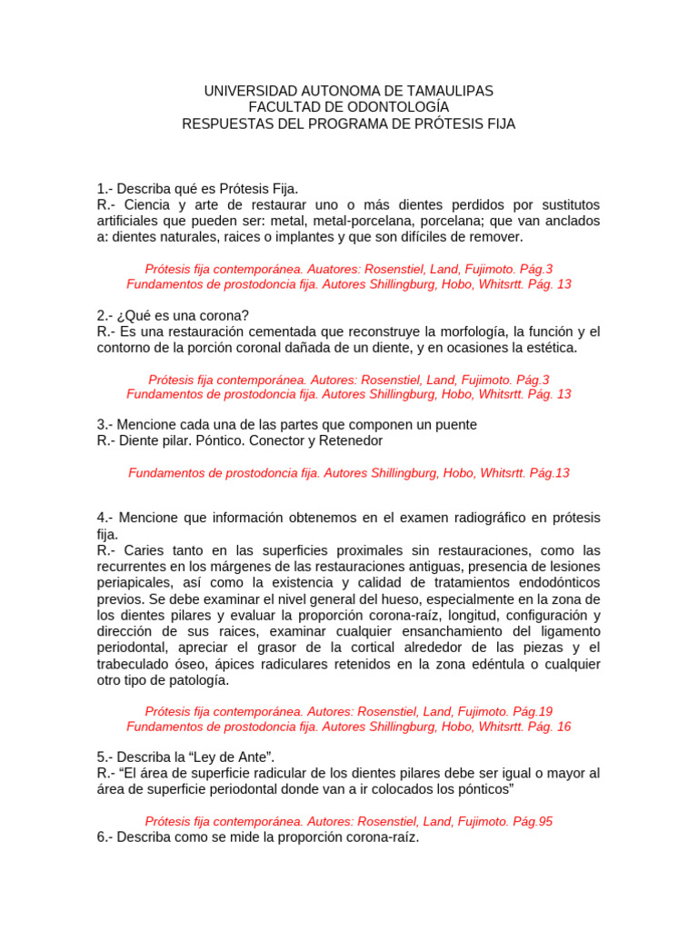 Cuestionario Programa 5to. | PDF | Odontología