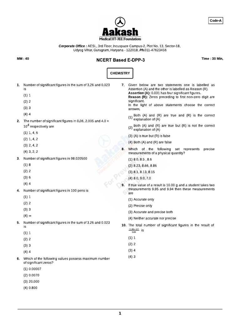 Some Basic Concept of Chemistry - DPP-03-1 | PDF