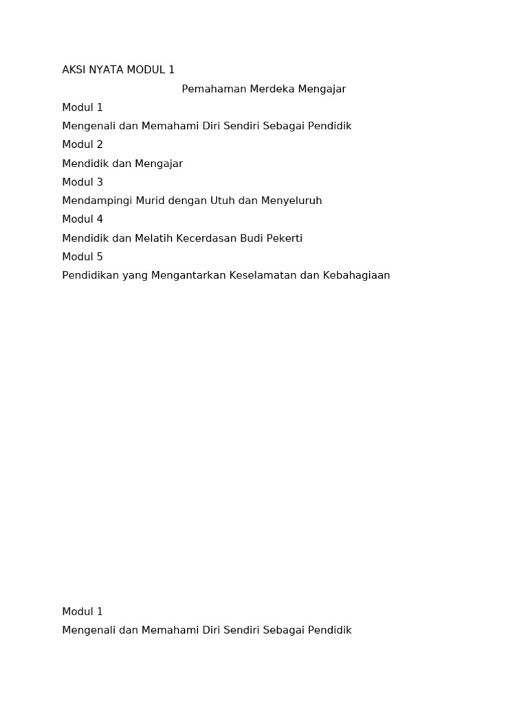 Rangkuman Materi Aksi Nyata Modul 1 | PDF