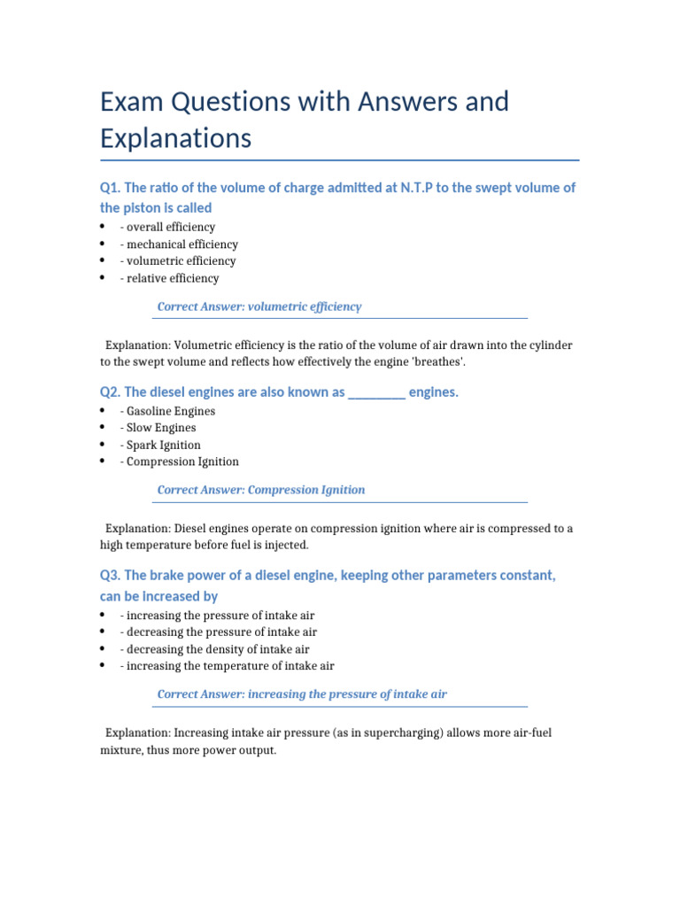Exam Questions Answers Explained | PDF
