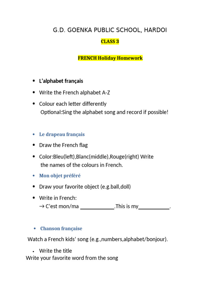 Class 3 Holiday Homework (1) - 1 | PDF