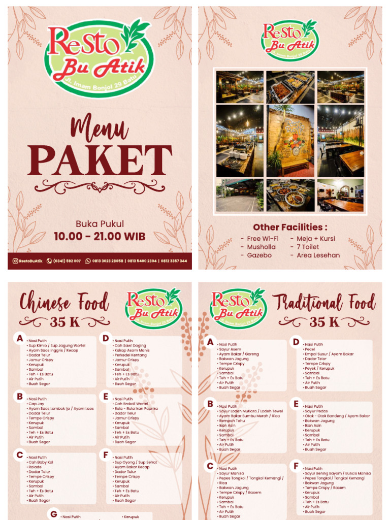 Menu Paket Resto Bu Atik | PDF