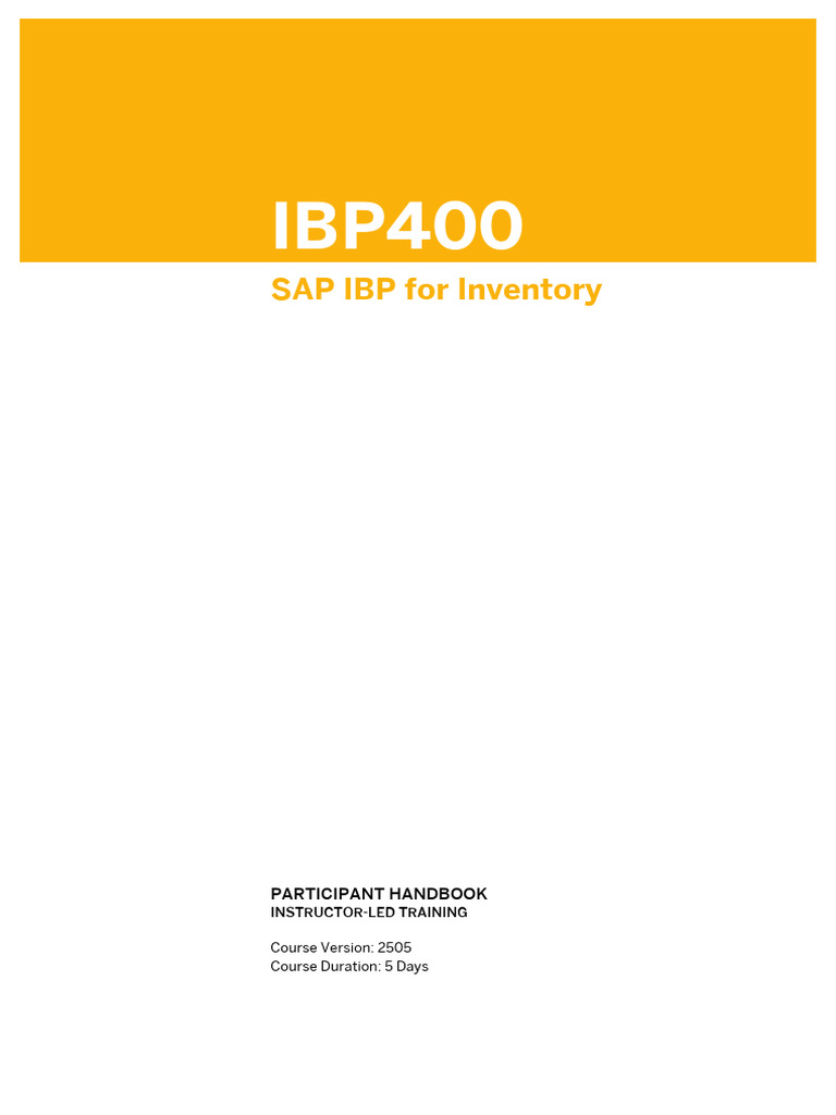 IBP400 Col2505 SAP IBP For Inventory Planning and Optimization | PDF | Inventory | Enterprise ...