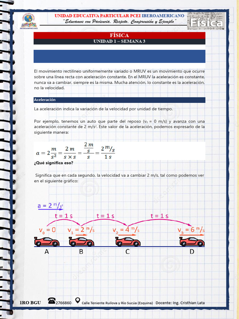 Teoría Sesión 3 U1 | PDF | Aceleración | Velocidad