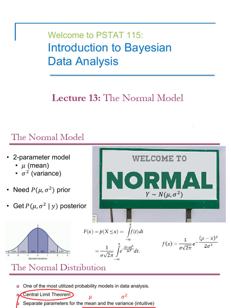 Lecture 13 Normal Model s24 | PDF | Normal Distribution | Statistical Analysis