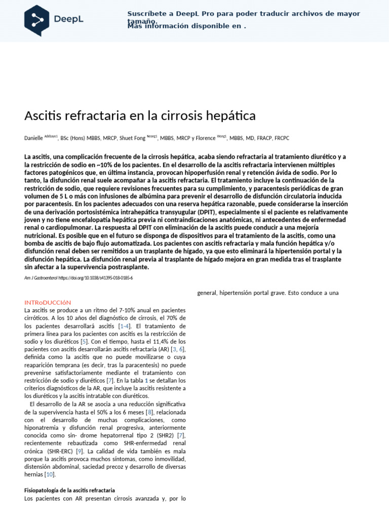 Ascitis Refractaria en Cirrosis Hepática | PDF | Sodio | Cirrosis