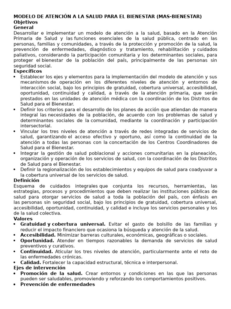 Modelo de Atención A La Salud para El Bienestar (MAS-BIENESTAR) | PDF | Hospital | Cuidado de la ...