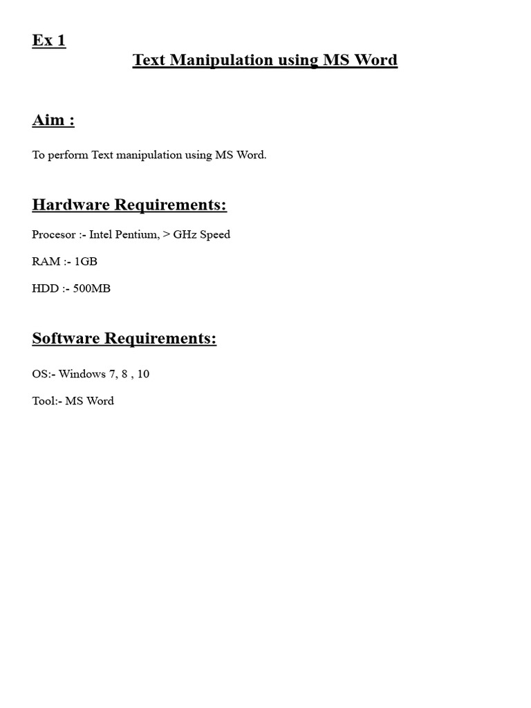 Text Manipulation in MS Word Guide | PDF