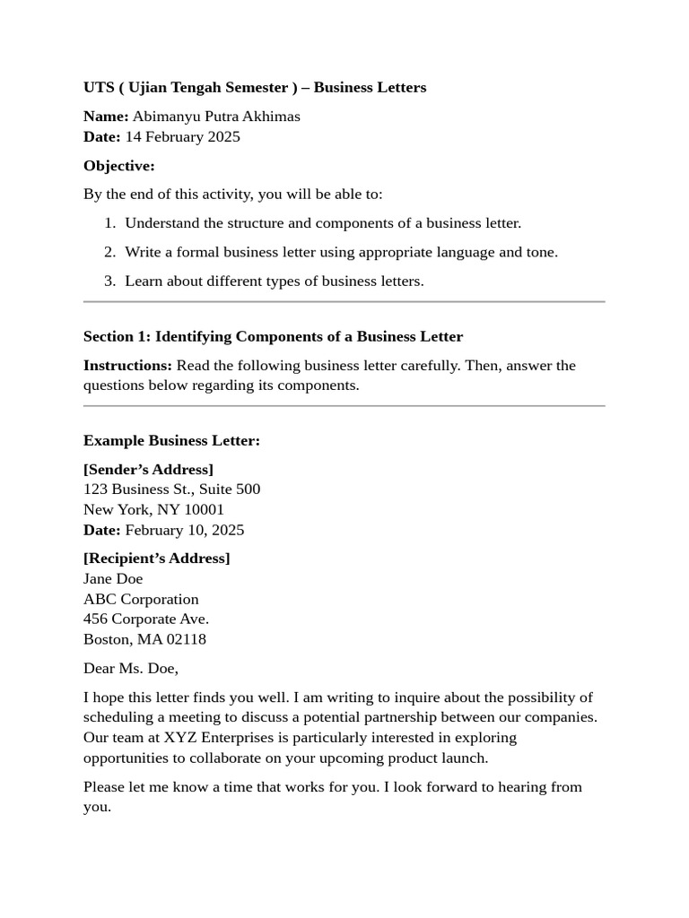 Business Letter Writing Guide | PDF | Communication | Human Communication