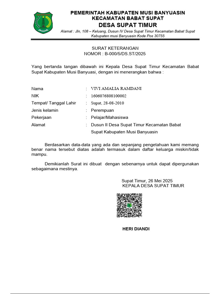 Surat Keterangan Desi | PDF