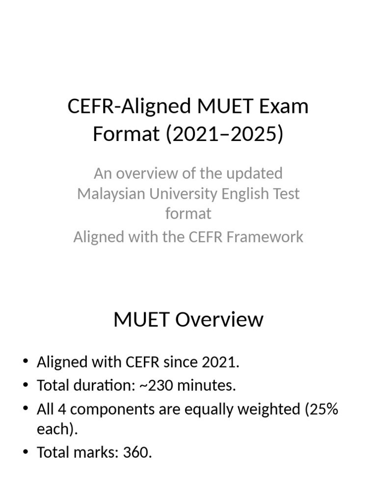 CEFR Aligned MUET Format 2025 | PDF