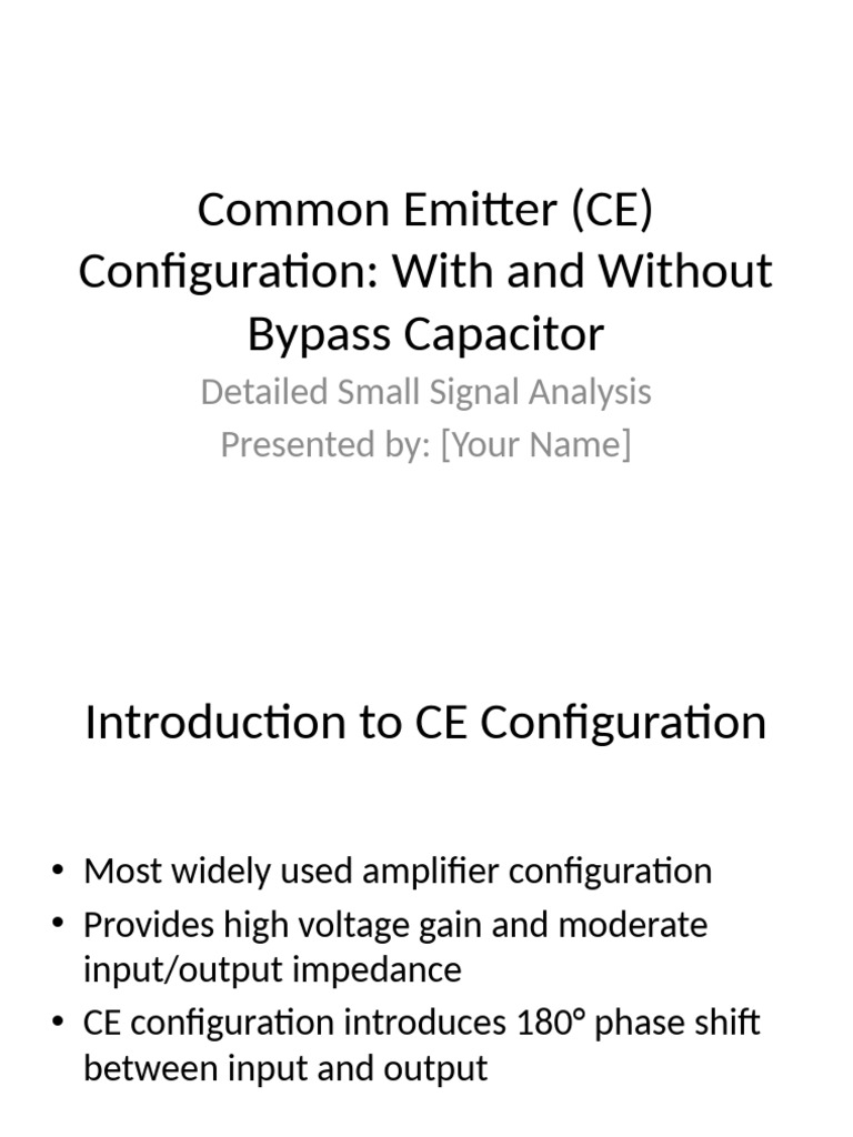 CE Configuration With and Without Bypass Capacitor | PDF