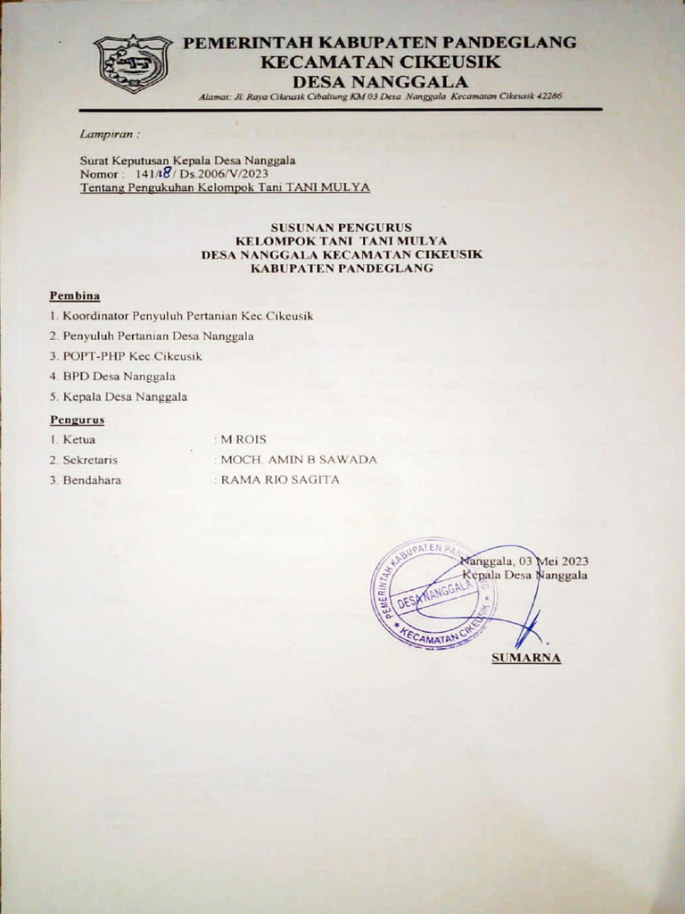 SK Poktan Tani Mulya | PDF