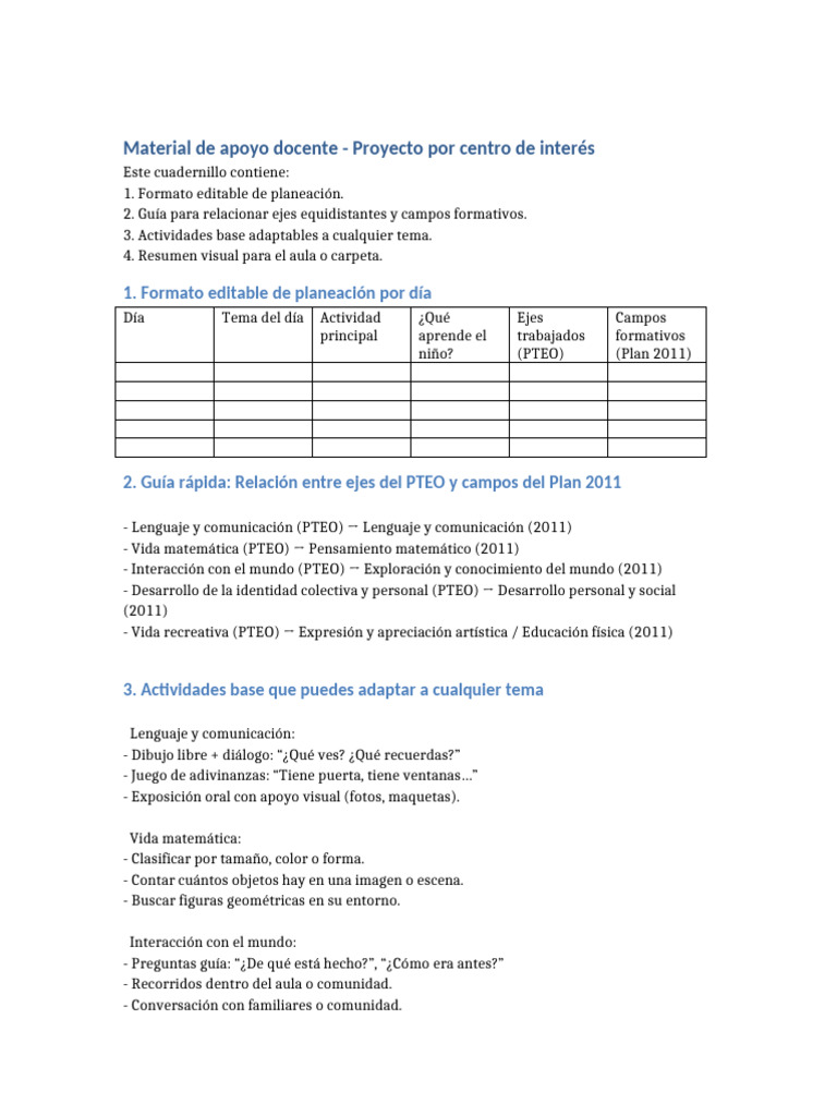 Material - Docente - Centro - de - Interes - PTEO de Oaxaca | PDF