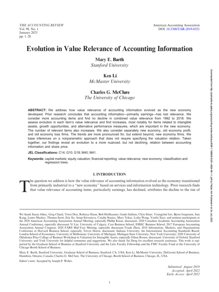 Value Relevance of Accounting Information | PDF | Book Value | Expense