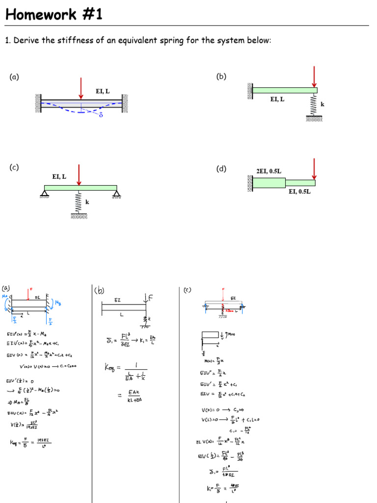 Equivalent Spring Stiffness Derivation | PDF