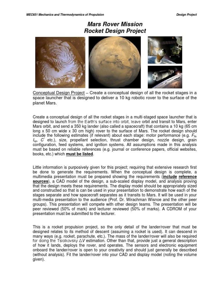 Mars Rocket Design Project | PDF | Rocket | Rover (Space Exploration)