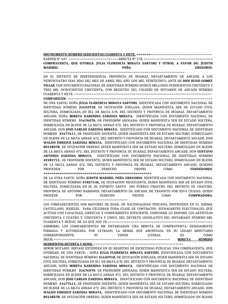 647 Compraventa Judith Maribel Peña Gregorio | PDF | Ley común | Justicia