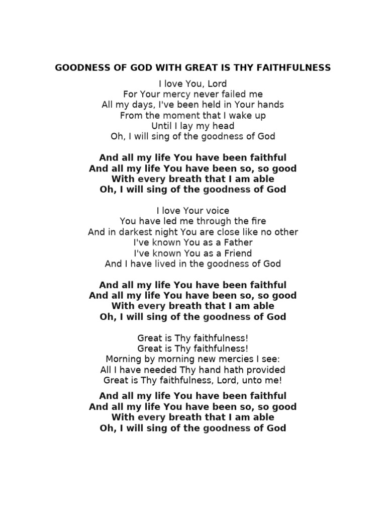 Goodness of God and His Faithfulness | PDF