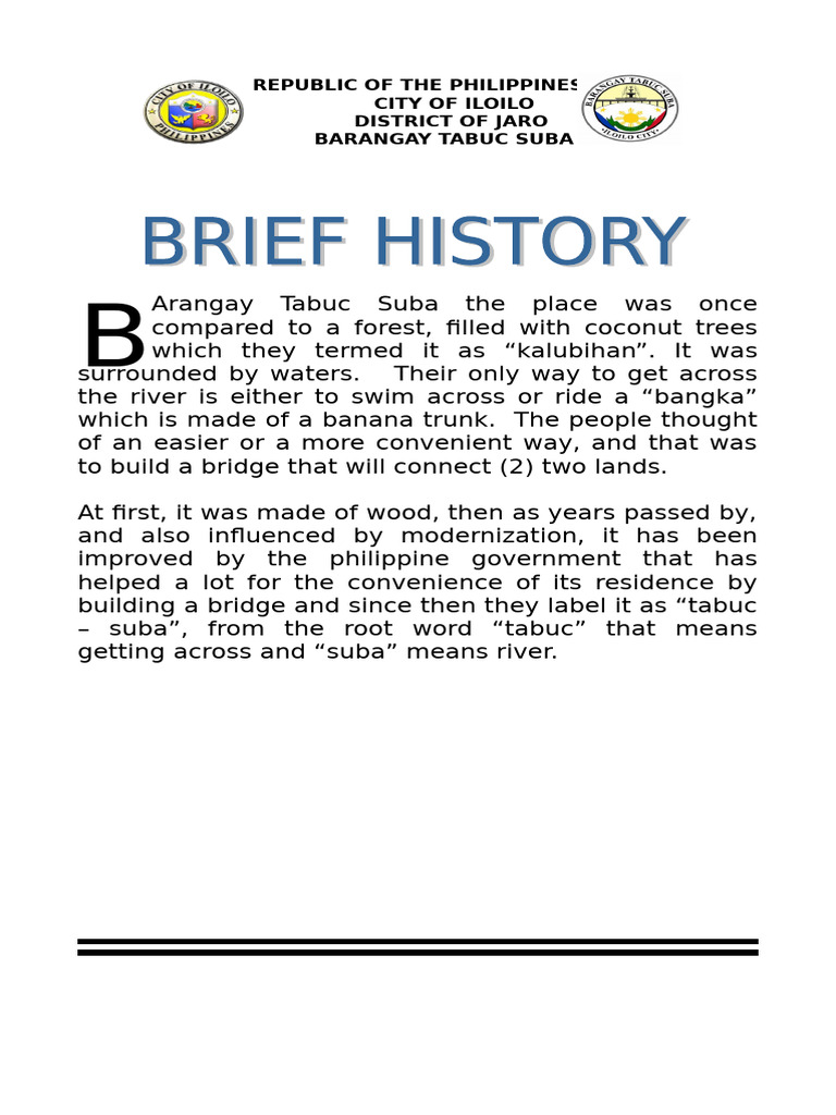 History of Barangay Tabuc Suba | PDF