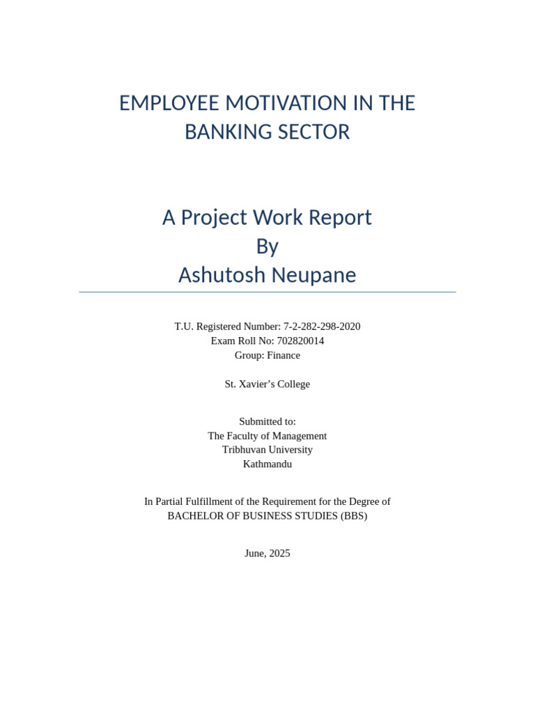 Employee Motivation Banking Report | PDF