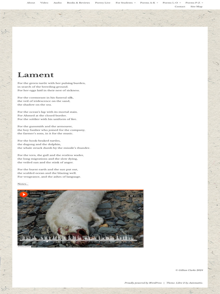 Lament - Gillian Clarke | PDF