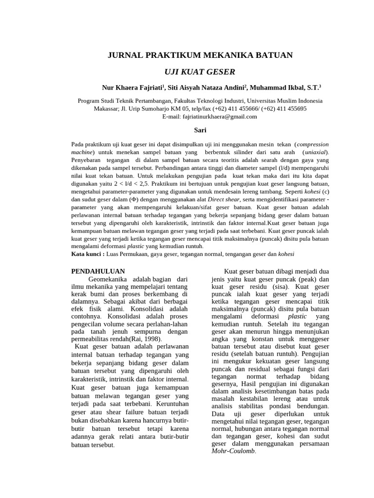 Uji Kuat Geser Haera | PDF