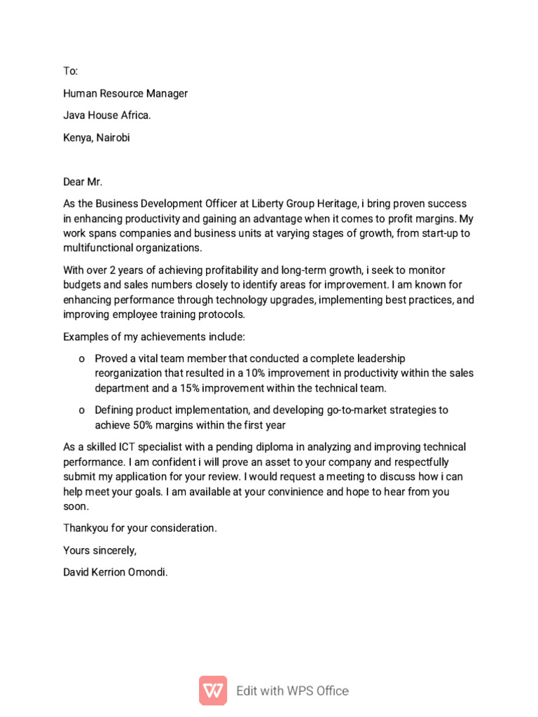 David Application Letter | PDF