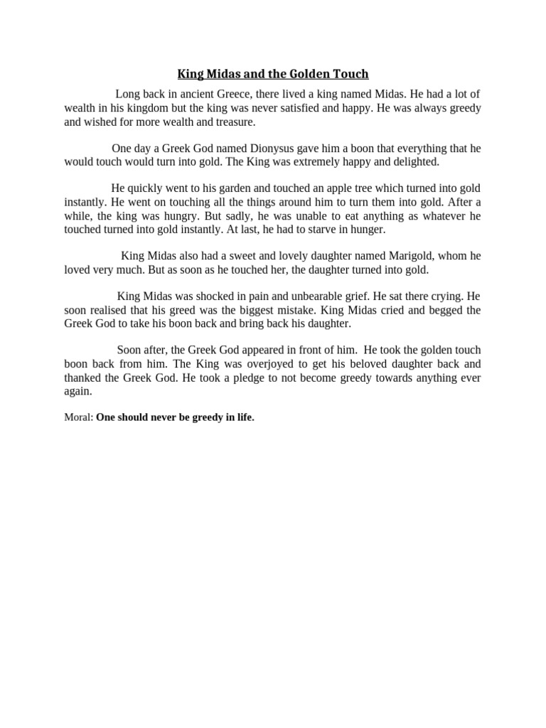 King Midas and The Golden Touch | PDF