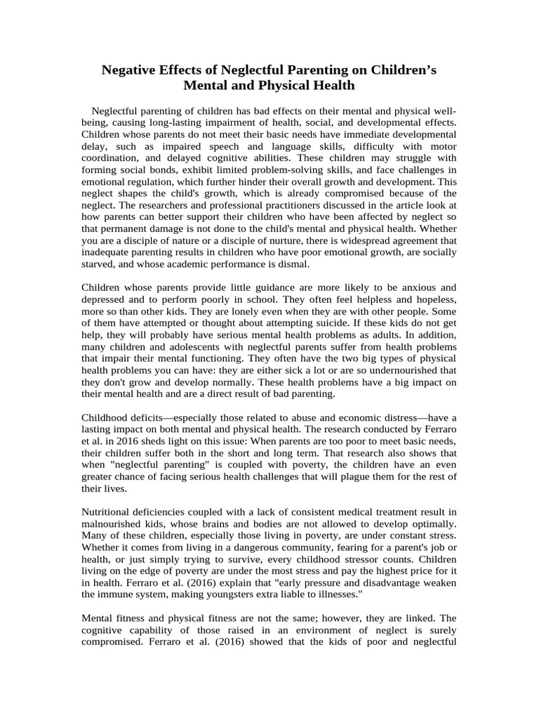 Negative Effects of Neglectful Parenting On Children | PDF | Child ...