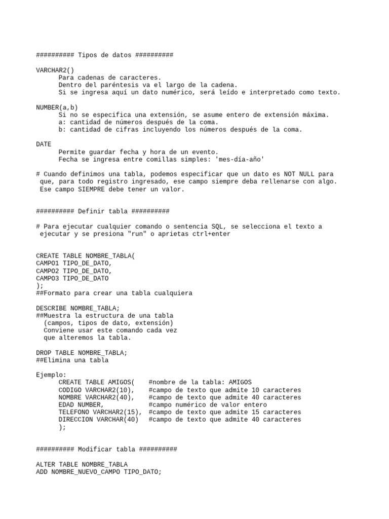 Crear y Alterar Tablas y Campos | PDF | Programación de computadoras ...