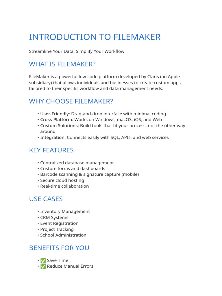 FileMaker for Custom App Development | PDF