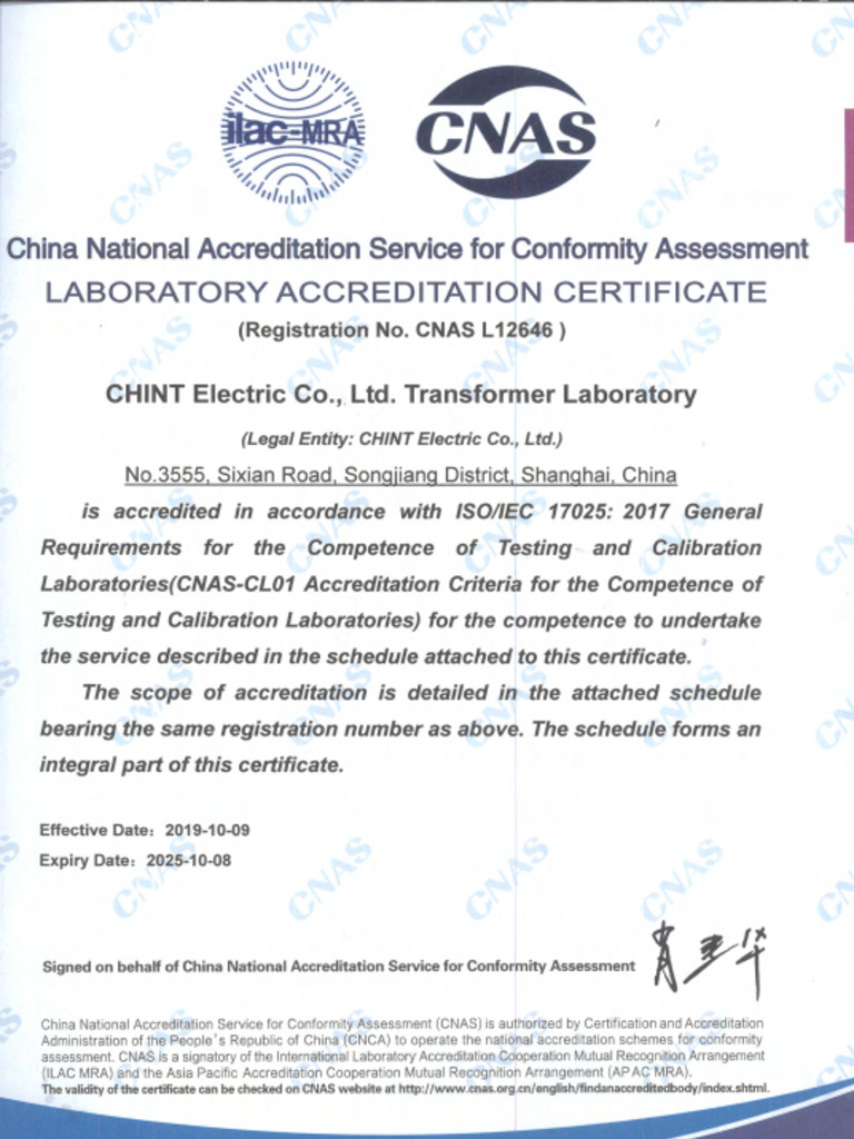 Lab Certificate - IsO 17025 Certificate | PDF