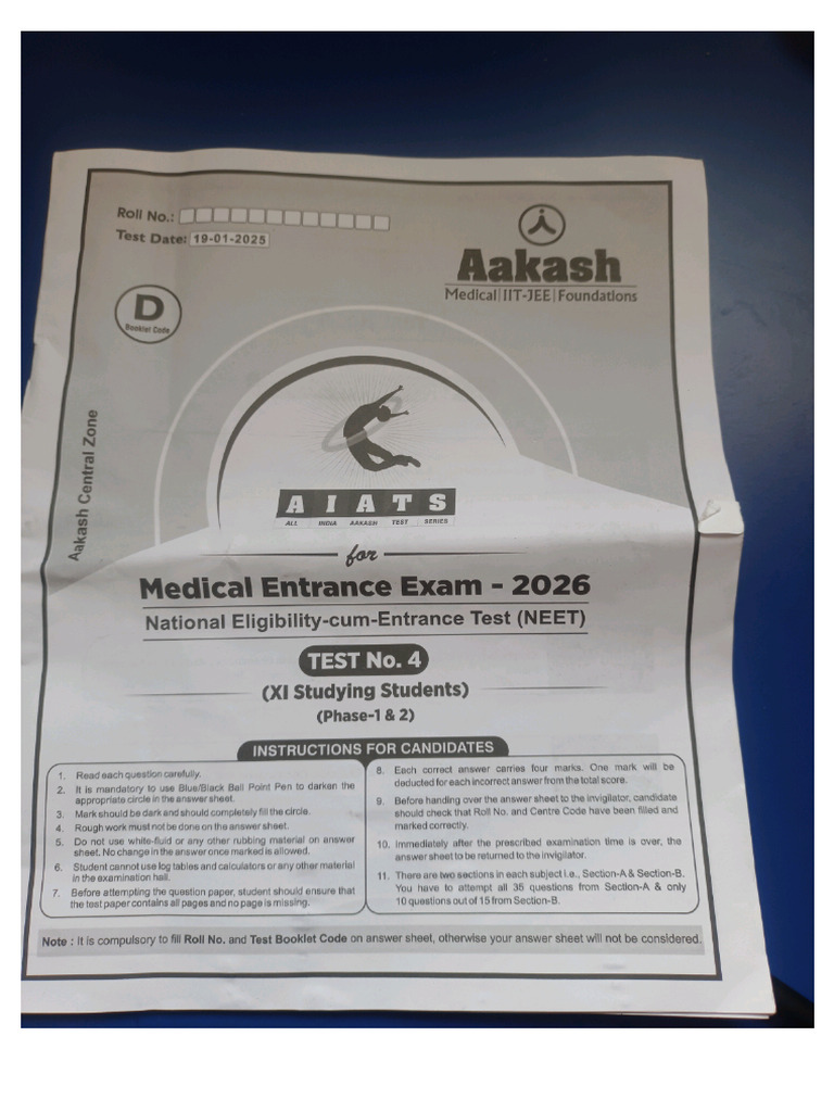 Aiats - 04, Practice Paper Class 11th Neet | PDF