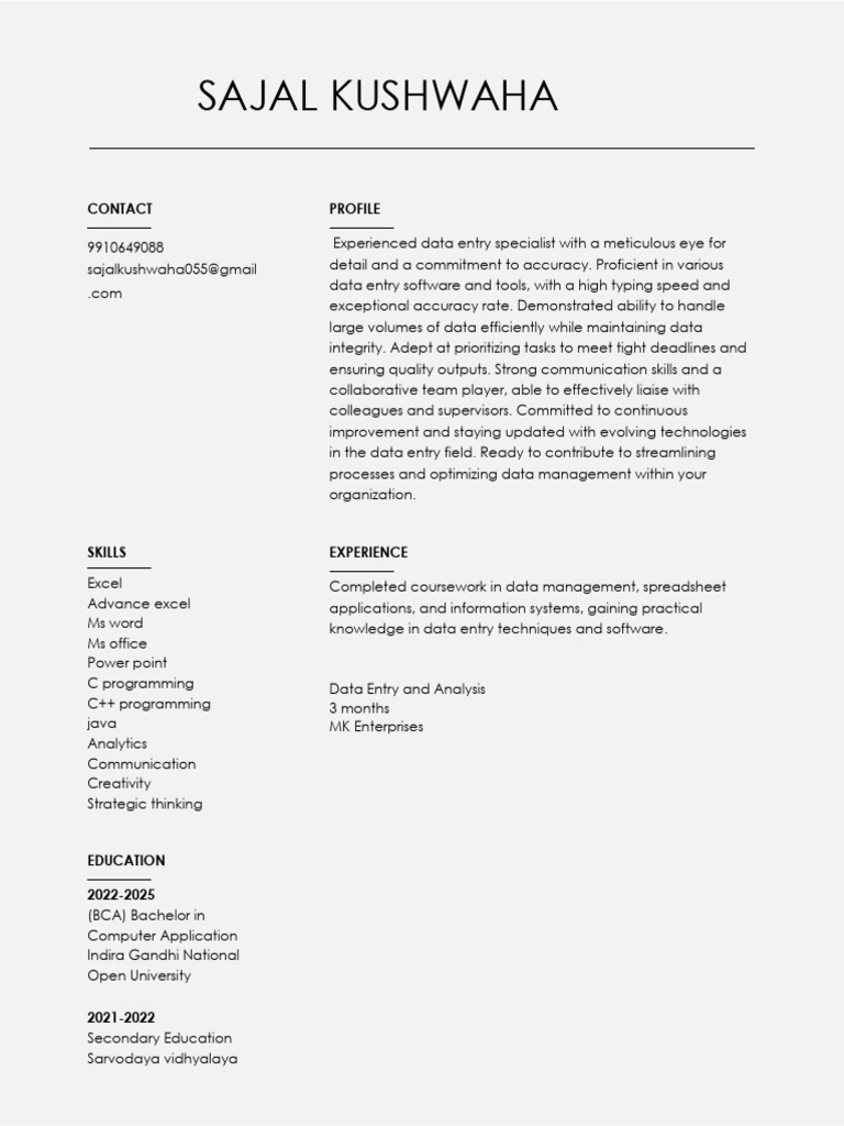 Sajal CV | PDF