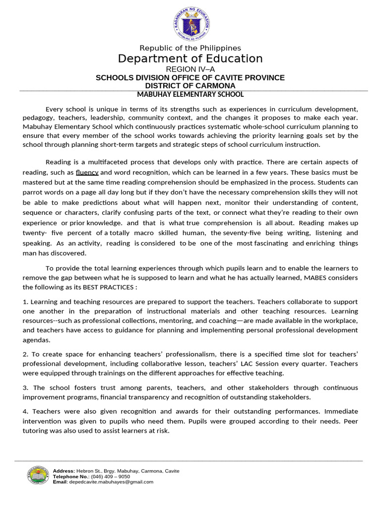 Narrative Report On Reading Intervention | PDF | Teachers | Reading ...