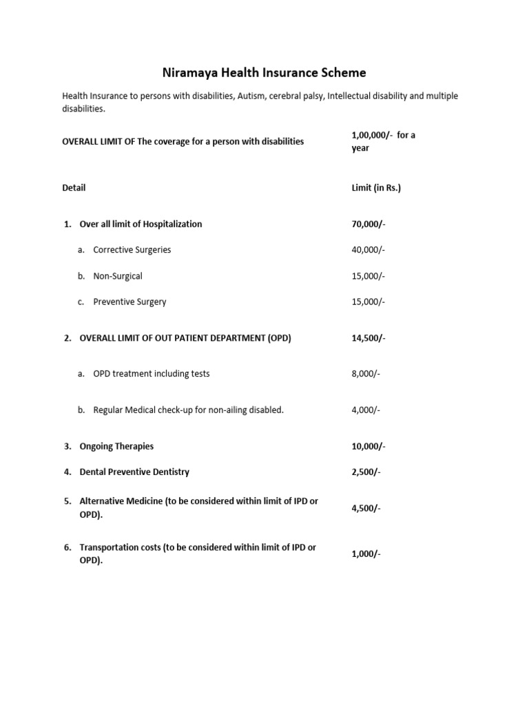 Niramaya Note in English | PDF | Disability | Social Policy