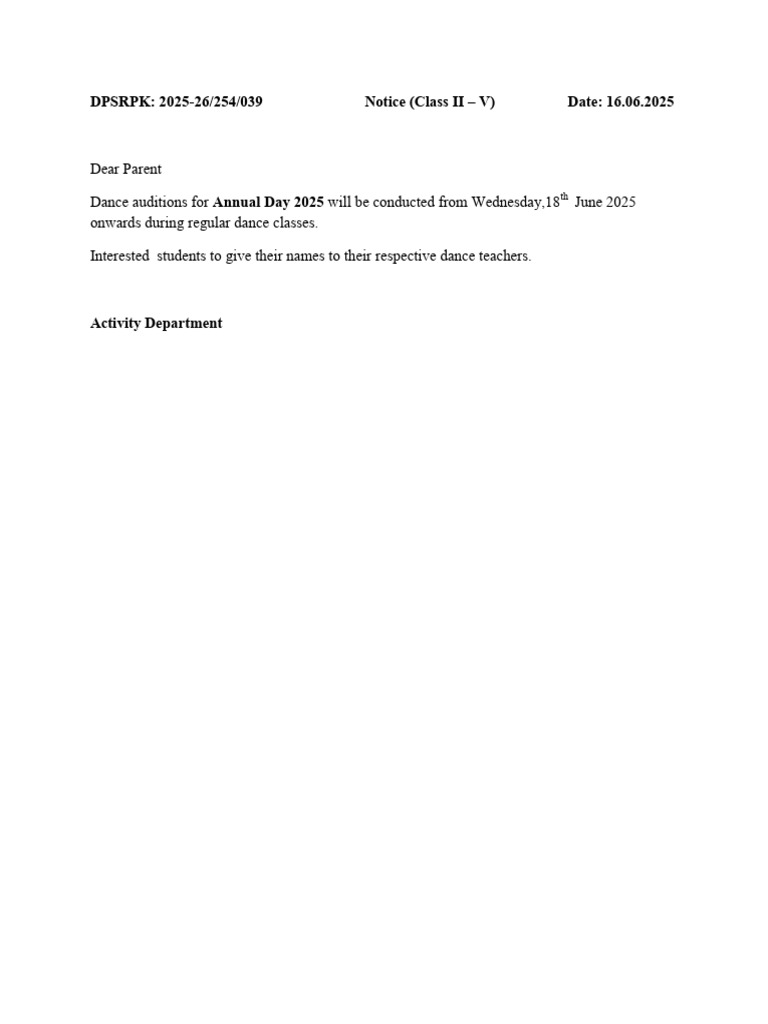 Notice Annual Day25 Class 2-5 | PDF