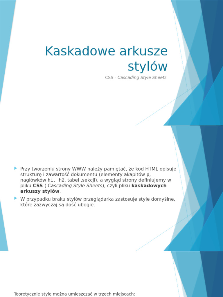 Kaskadowe Arkusze Stylów: Cascading Style Sheets | PDF