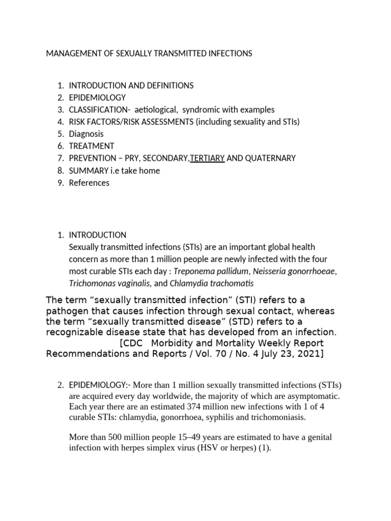 Managing Sexually Transmitted Infections | PDF | Sexually Transmitted ...
