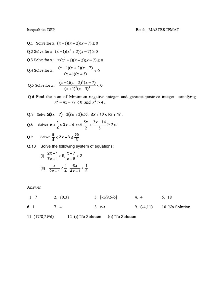 Inequalities DPP-15766515 | PDF | Chess Theory | Chess